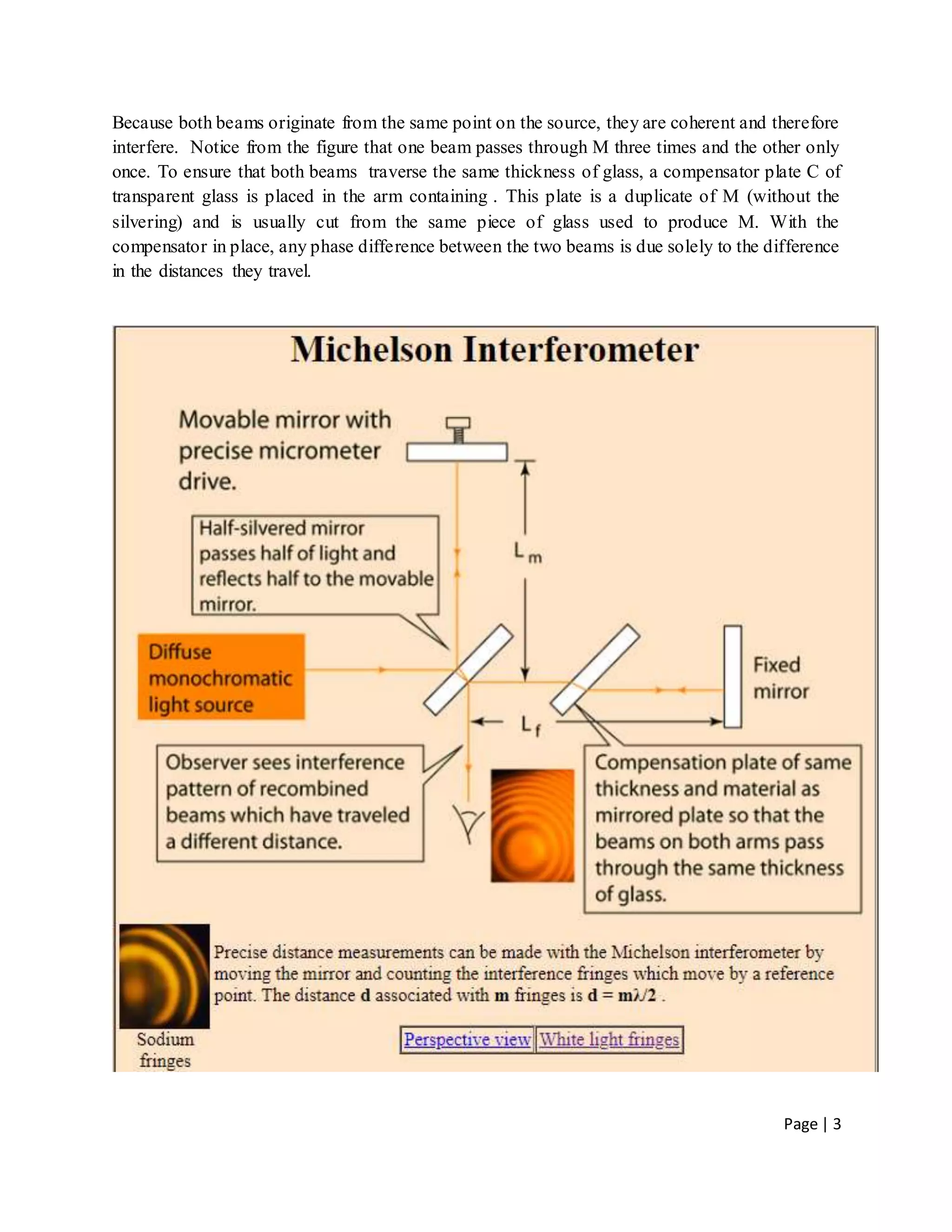 Measure the refractive index of air using a Michelson interferometer. | DOCX