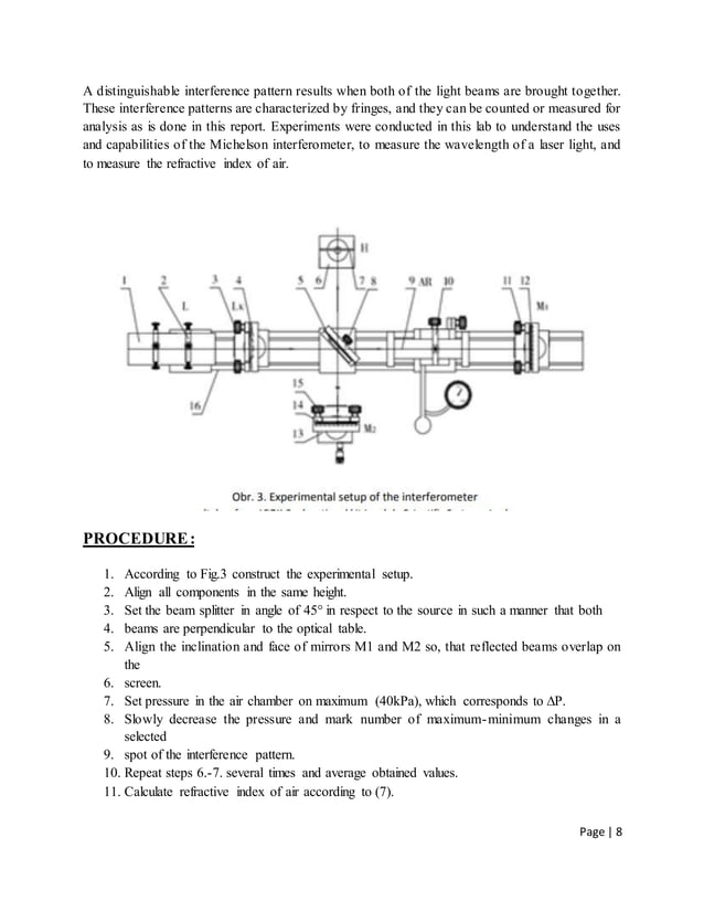 Measure the refractive index of air using a Michelson interferometer. | DOCX | Physics | Science