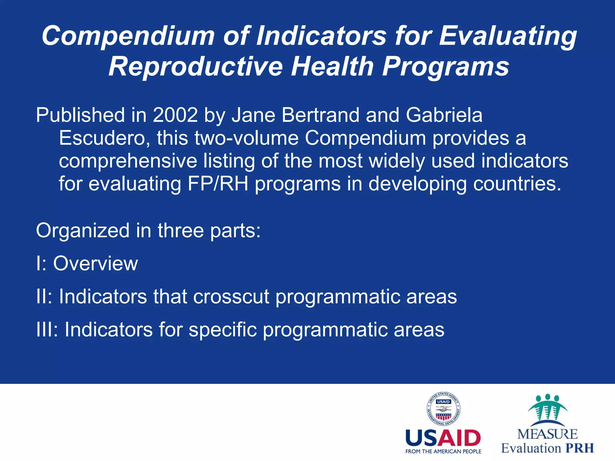Measuring and Evaluating Reproductive Health Initiatives | PPT