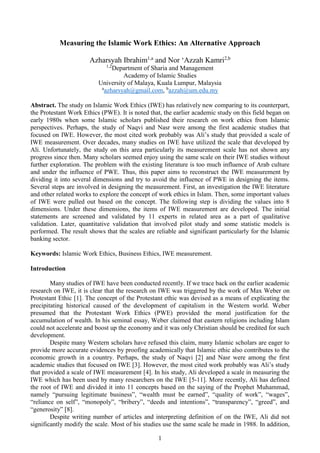 Measuring the Islamic Work Ethics: An Alternative Approach | PDF