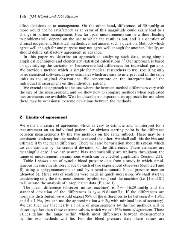Measuring agreement in method comparison | PDF