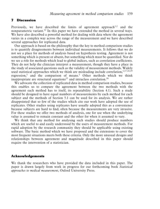 Measuring agreement in method comparison | PDF