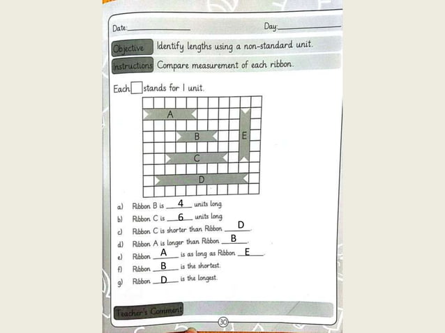 Measuring and comparing lengths with non standard units | PPTX
