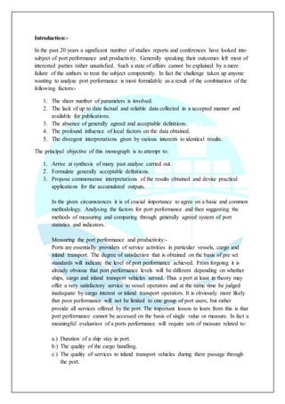 Measuring and evaluating port performance and productivity | DOCX ...