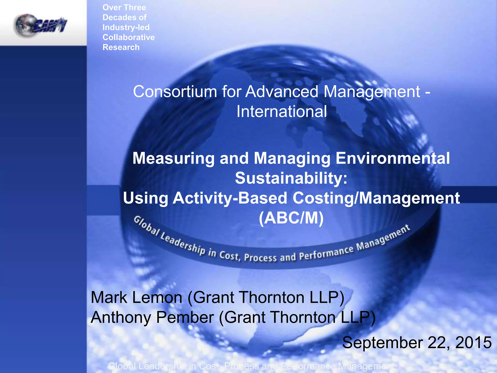 Measuring and Managing Environmental Sustainability: Using Activity ...