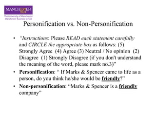 Measuring brand image personification versus non personification ...