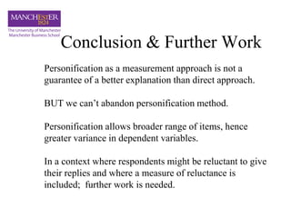 Measuring brand image personification versus non personification ...