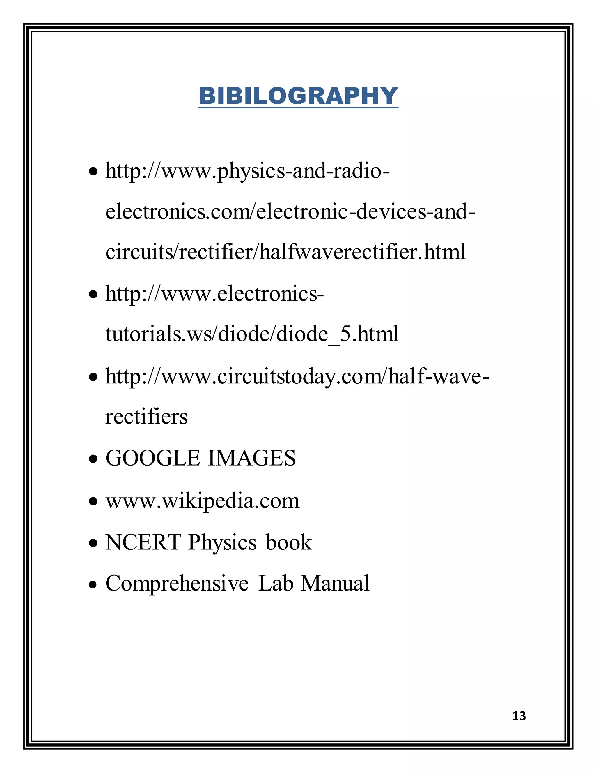 CLASS 12 PHYSICS PROJECT - Measuring current using halfwave rectifier ...