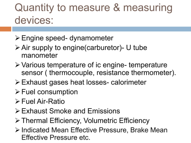 Measuring of different parameter of IC engine | PPT