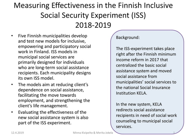 Measuring effectiveness in the finnish inclusive social security | PPT