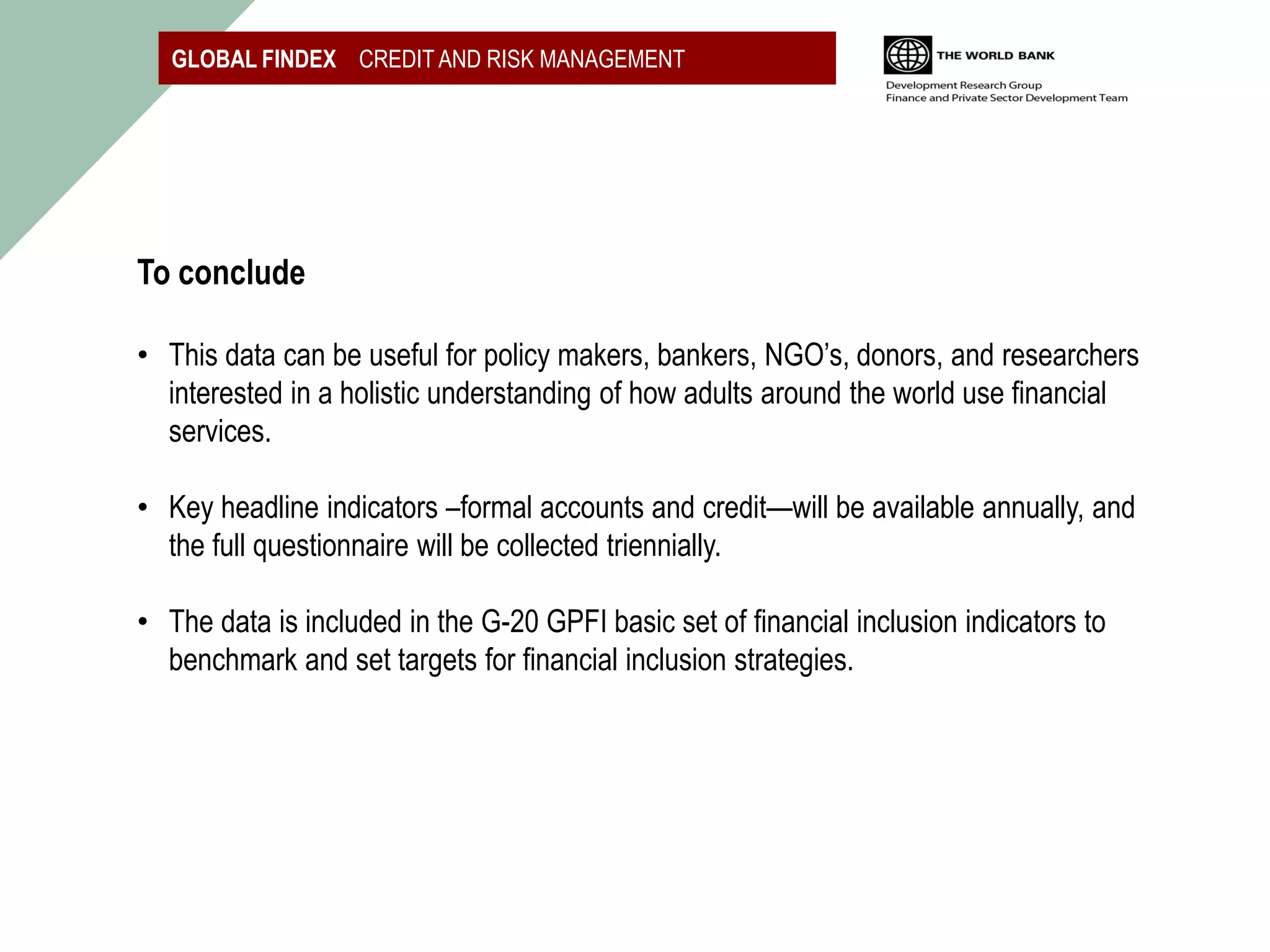 Measuring financial inclusion the global findex asli demirguc kunt ...