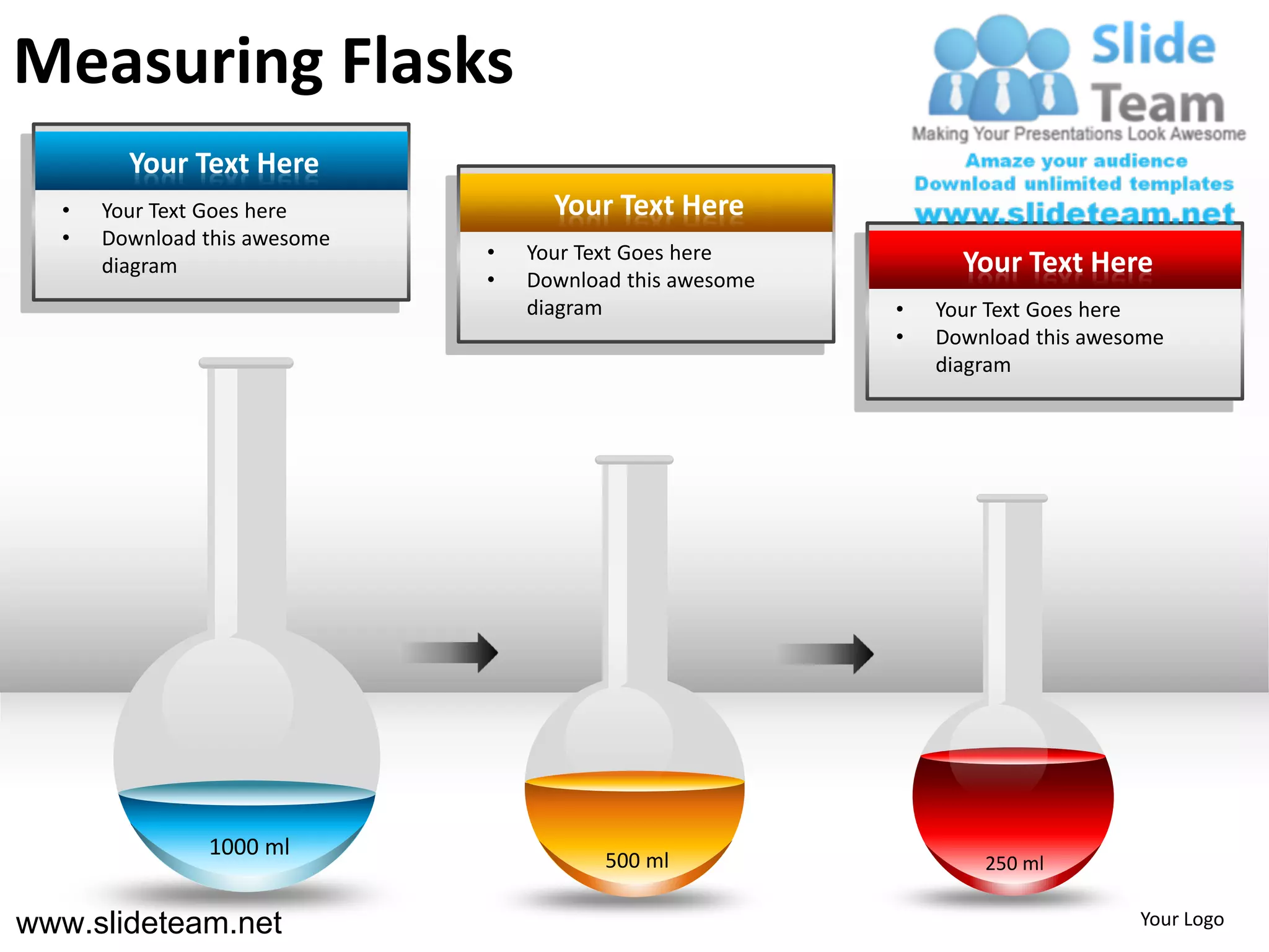 Measuring flasks powerpoint ppt templates. | PPT