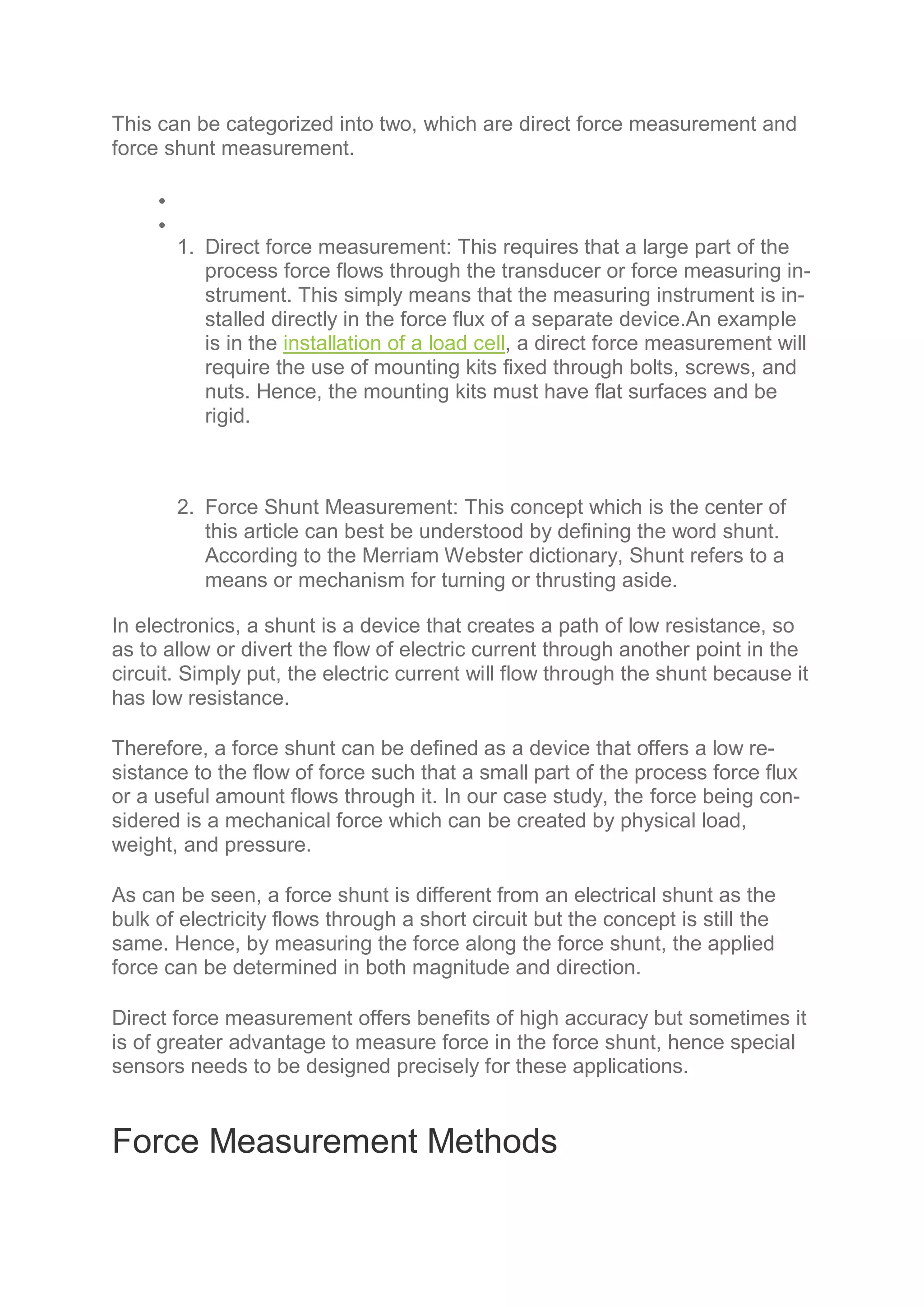 Measuring Forces in the Force Shunt | PDF