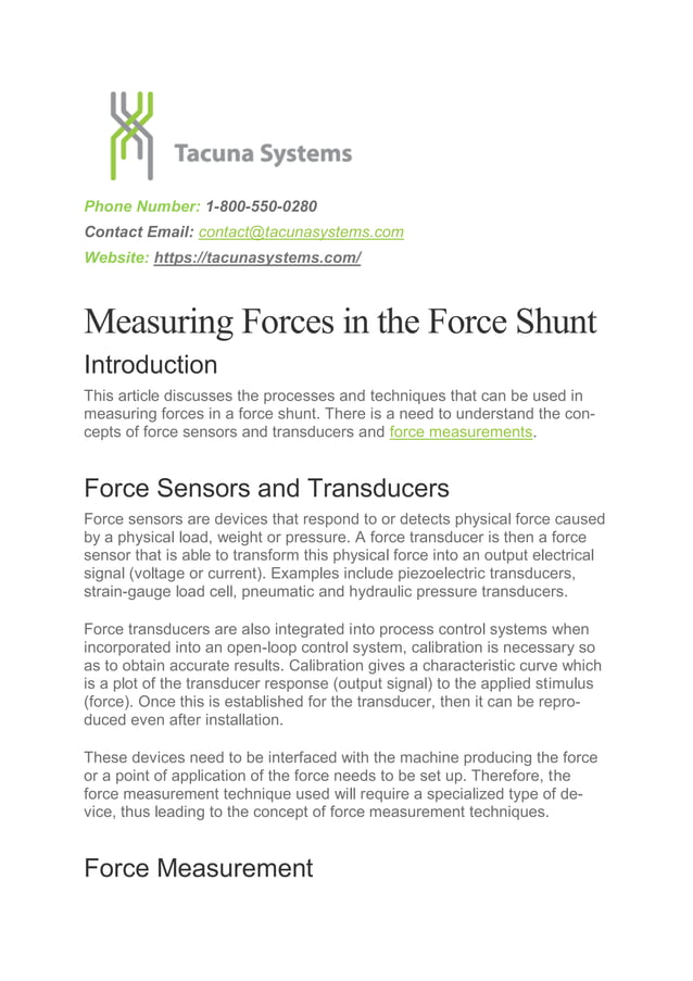 Measuring Forces in the Force Shunt | PDF