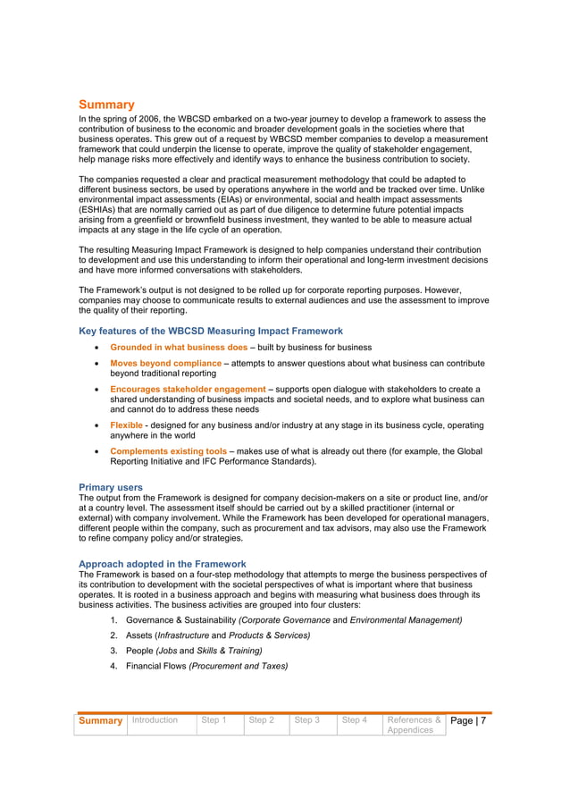 Measuring IMPACT Framework Methodology: Understanding the business contribution to society | PDF