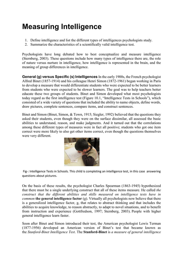 Measuring intelligence | PDF