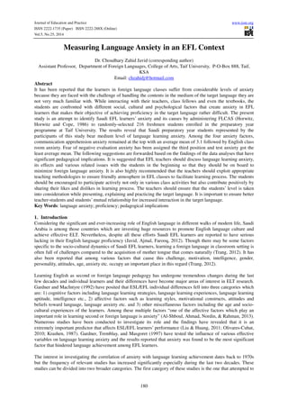 Measuring language anxiety in an efl context | PDF | Brain and Nervous ...