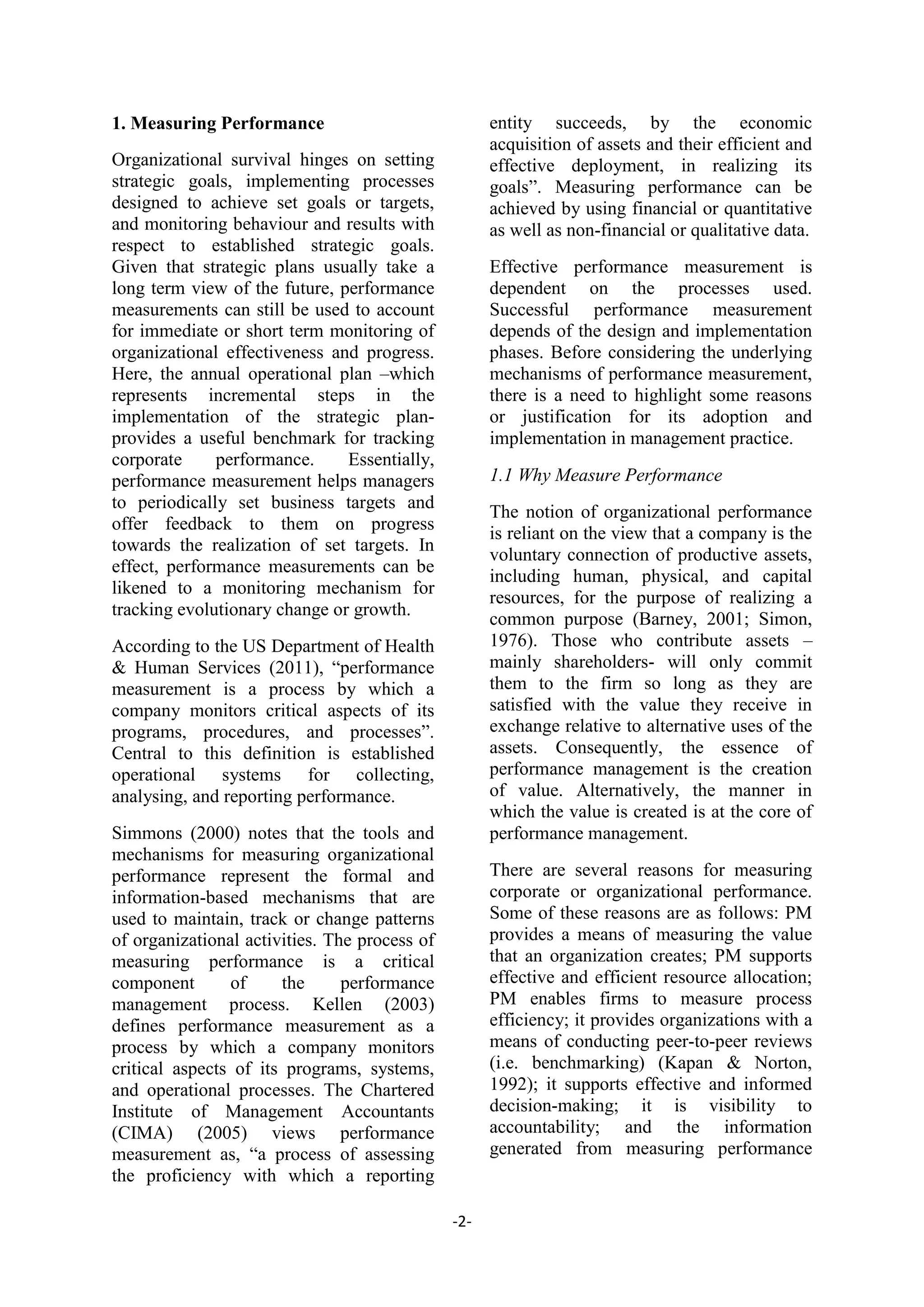 Measuring organizational performance | PDF