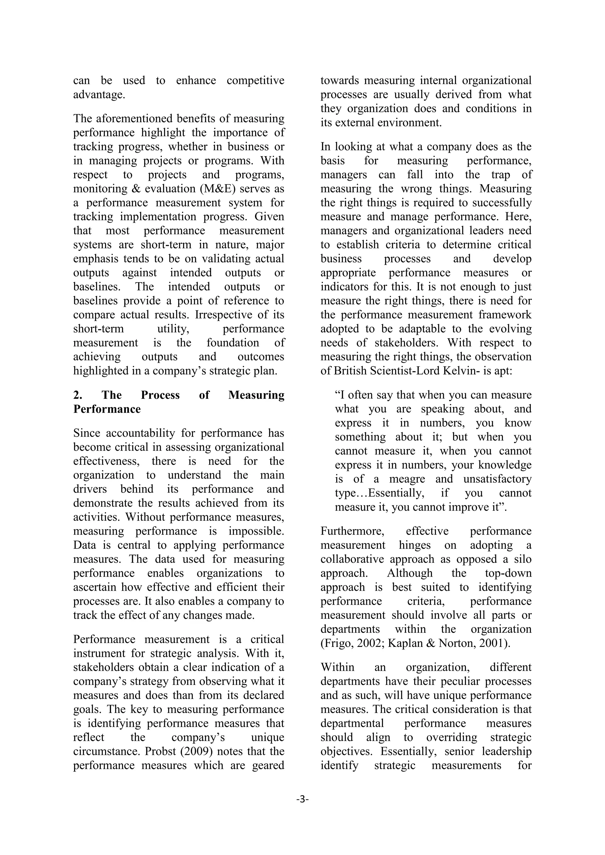 Measuring organizational performance | PDF