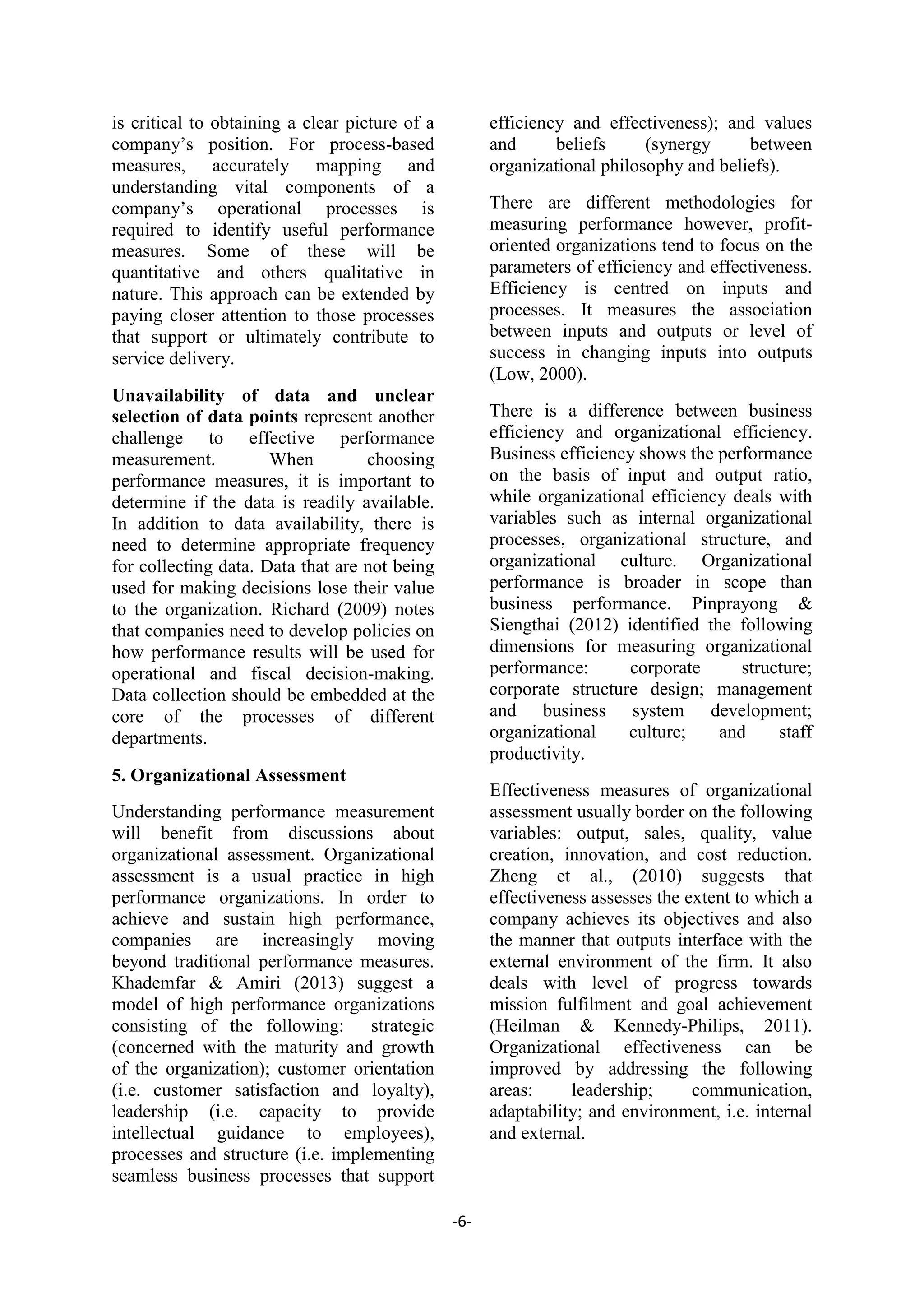 Measuring organizational performance | PDF