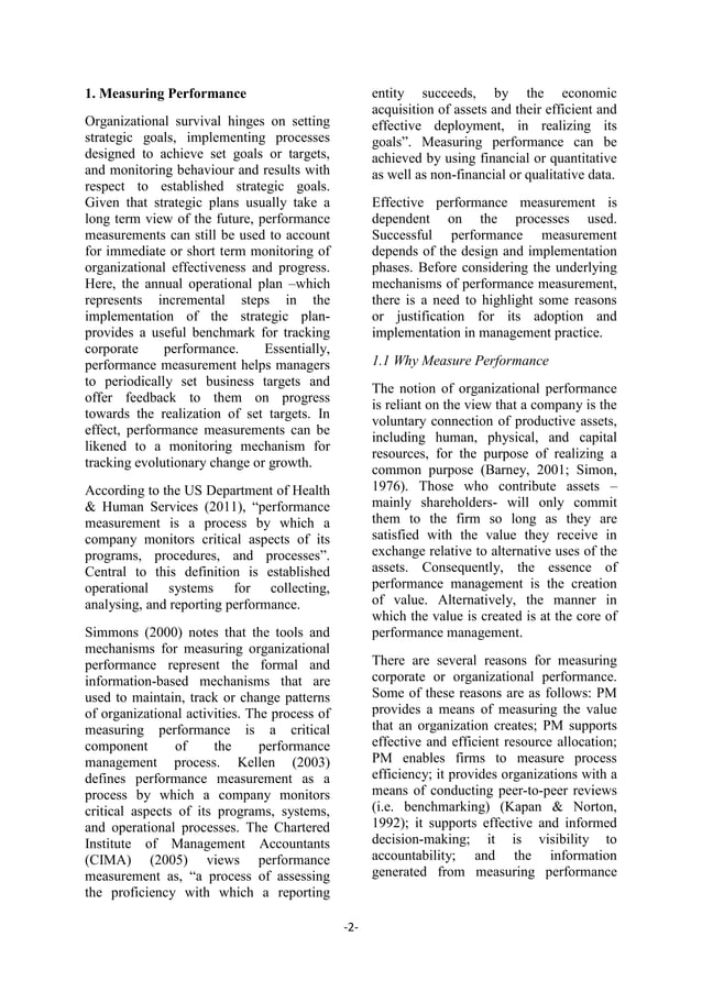 Measuring organizational performance | PDF | Business Accounting ...