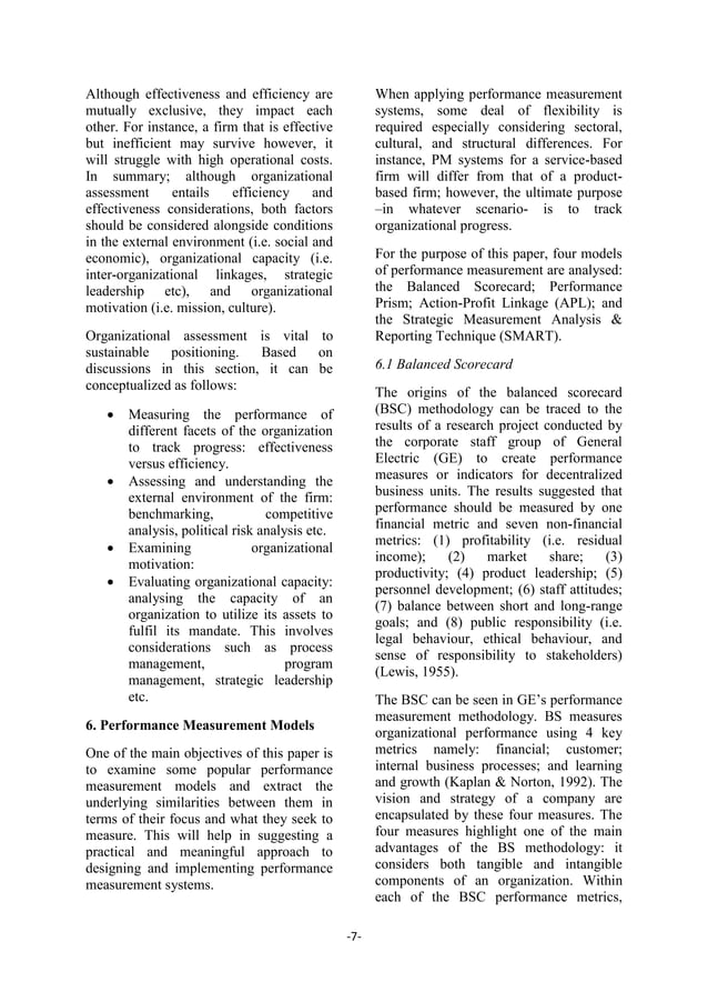 Measuring organizational performance | PDF | Business Accounting ...