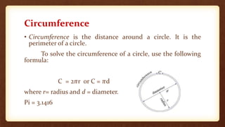 Measuring perimeter, circumference and area | PPTX