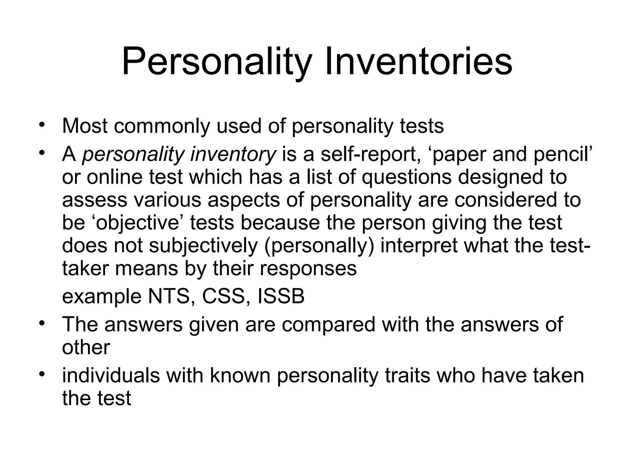 Measuring personality | PPT | Science