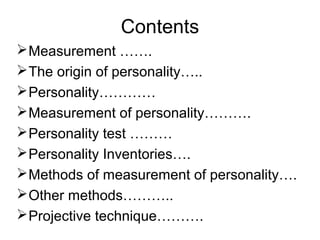 Measuring personality | PPT | Science