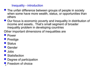 Measuring poverty and inequality in development | PPT