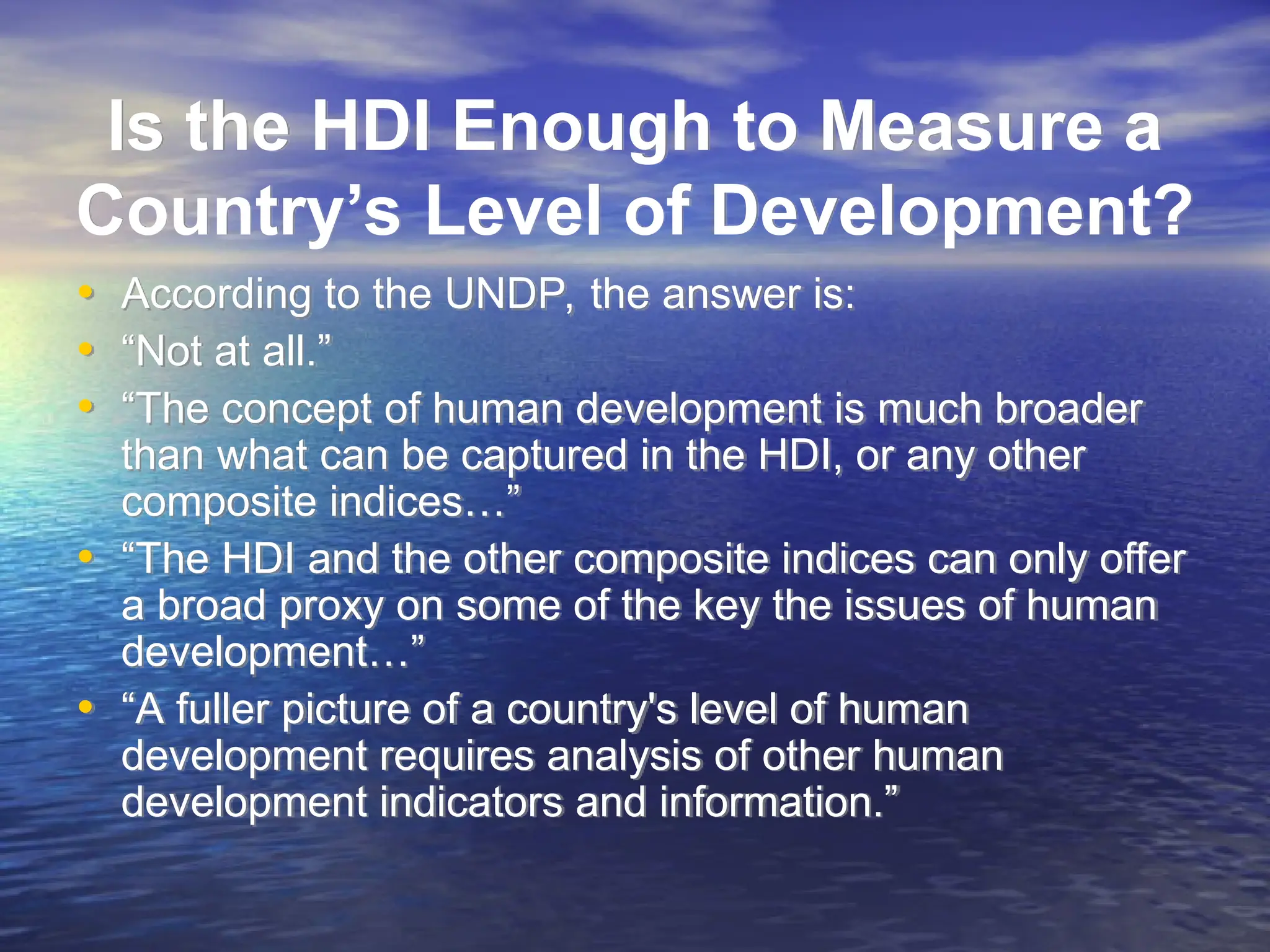 Measuring Social and Econ Development - Human Dev Index.ppt