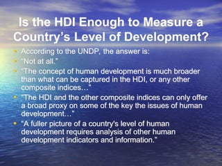 Measuring Social and Econ Development - Human Dev Index.ppt