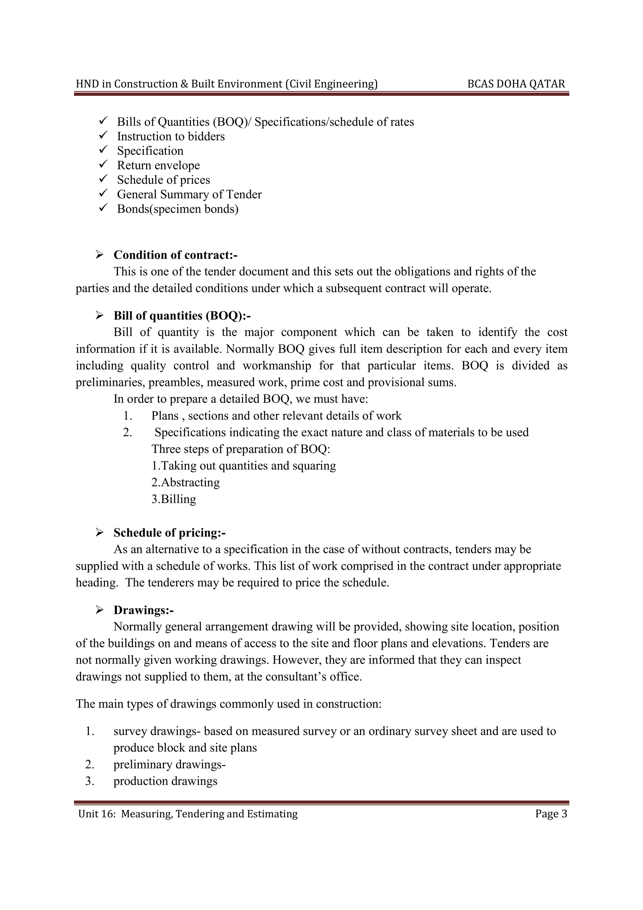 Measuring tendering and estimating for CBE | PDF