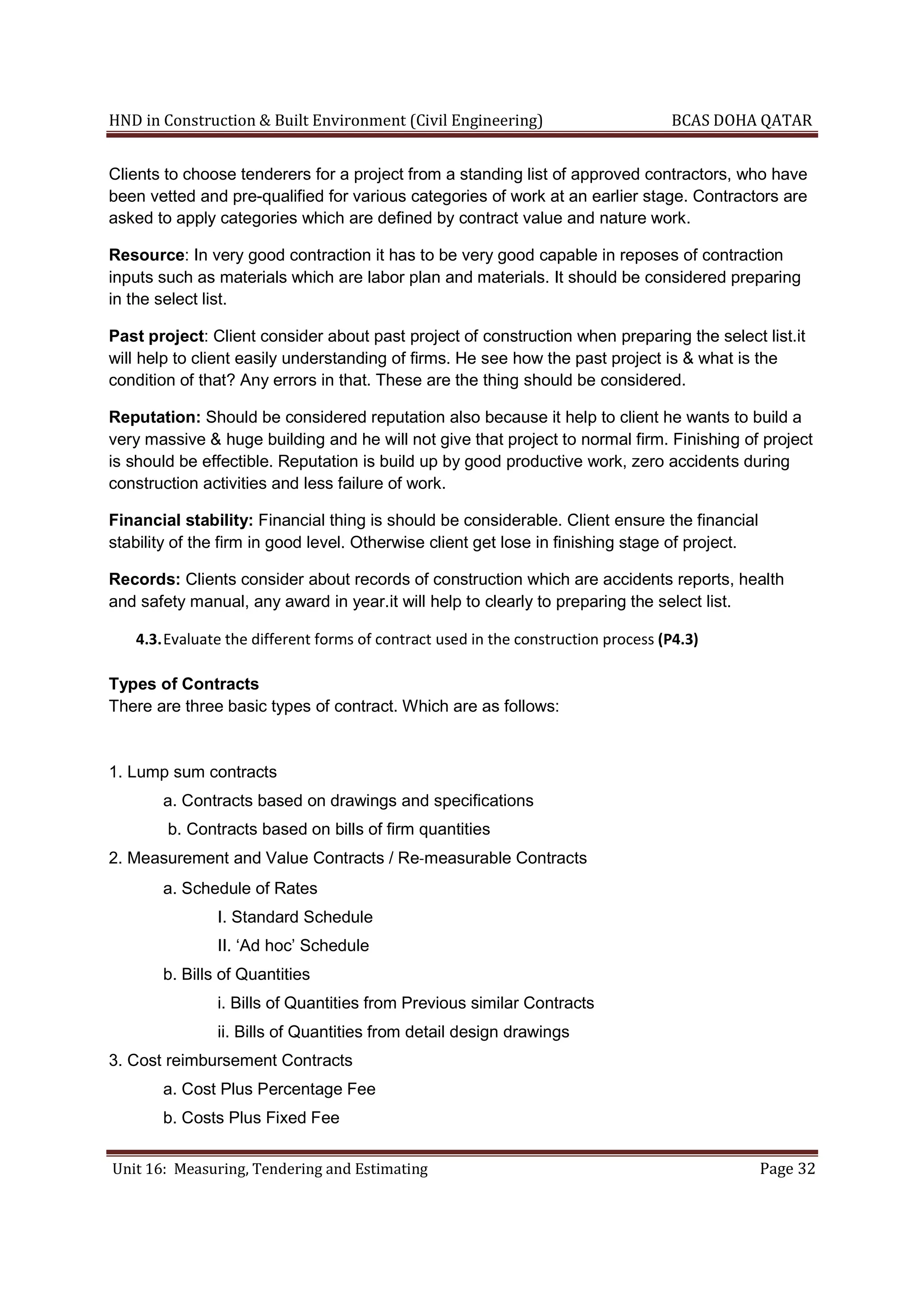 Measuring tendering and estimating for CBE | PDF
