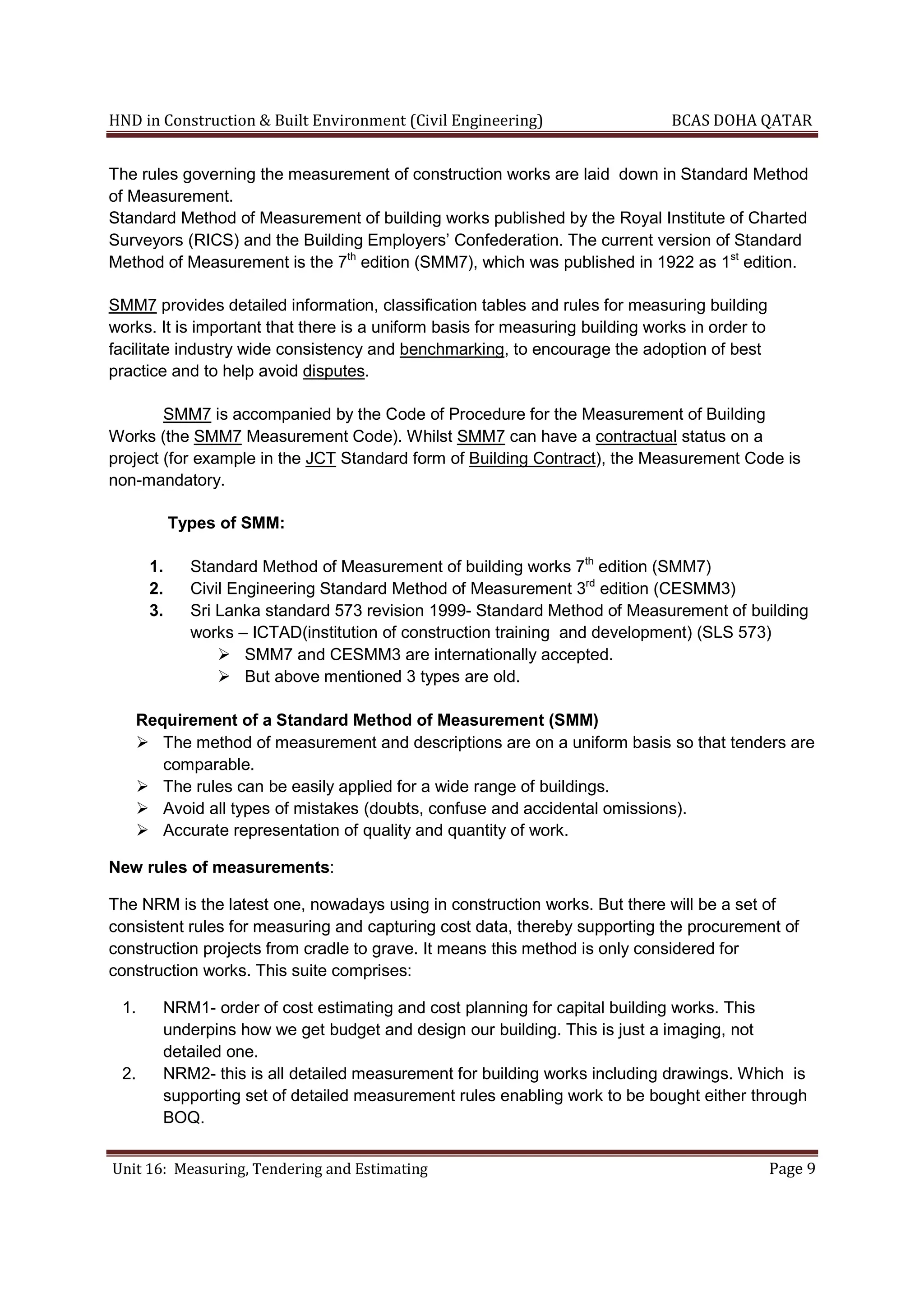 Measuring tendering and estimating for CBE | PDF