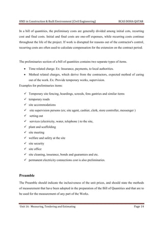 Measuring tendering and estimating for CBE | PDF