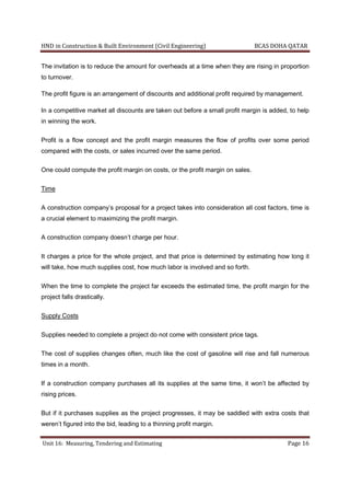 Measuring tendering and estimating for CBE | PDF