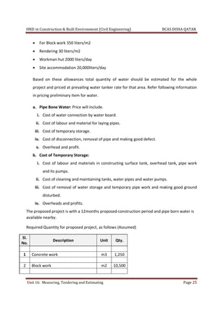 Measuring tendering and estimating for CBE | PDF