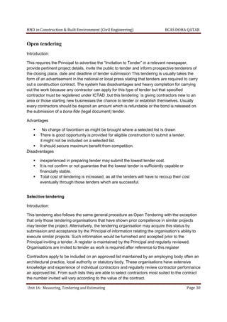 Measuring tendering and estimating for CBE | PDF