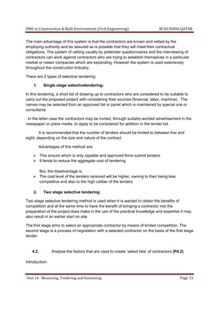 Measuring tendering and estimating for CBE | PDF