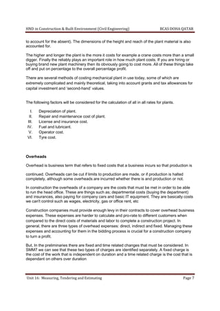 Measuring tendering and estimating for CBE | PDF