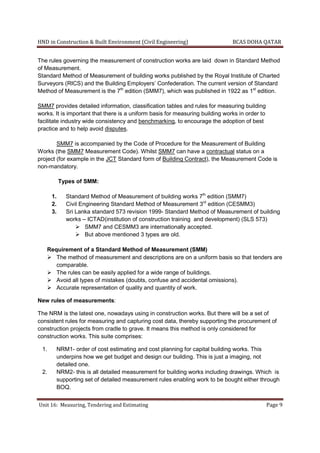Measuring tendering and estimating for CBE | PDF