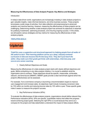 Measuring the Effectiveness of Data Analysis Projects_ Key Metrics and ...