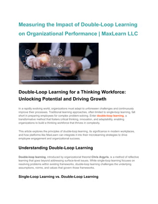Measuring the Impact of Double-Loop Learning on Organizational ...