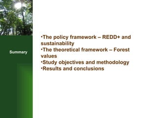 Measuring the opportunity costs of forest conservation in Uganda ...