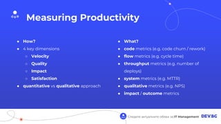 Measuring the Productivity of Your Engineering Organisation - the Good ...
