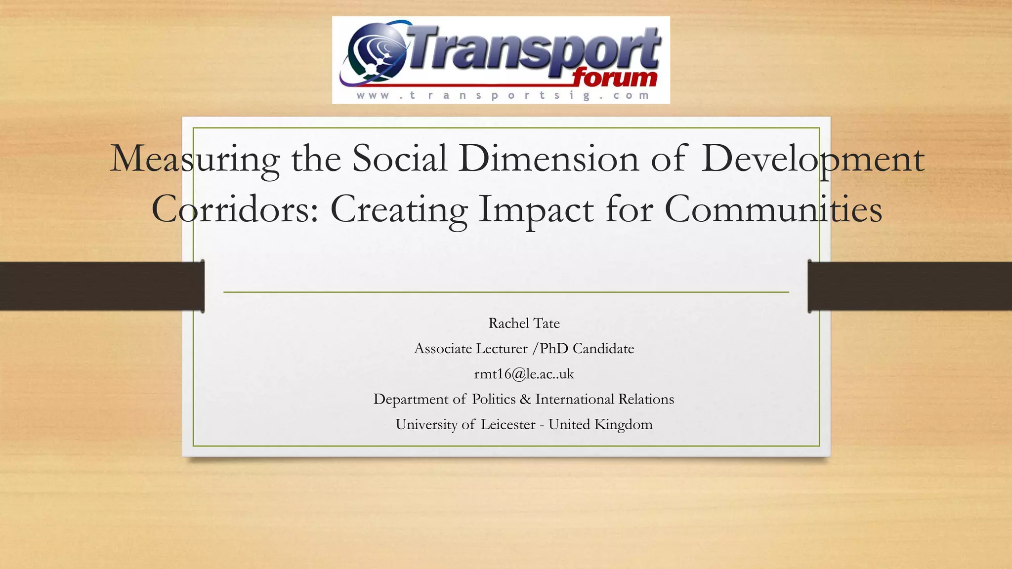 Measuring the social dimension of development corridors | PPT