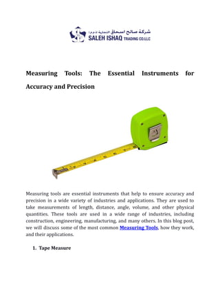 Measuring Tools: The Essential Instruments for Accuracy and Precision | PDF