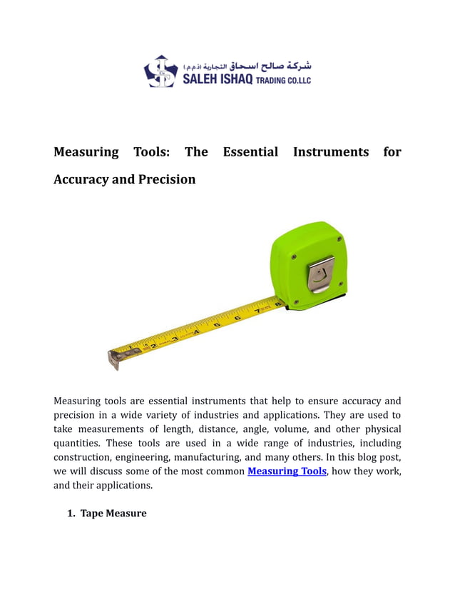 Measuring Tools: The Essential Instruments for Accuracy and Precision | PDF