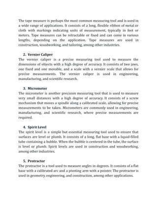 Measuring Tools: The Essential Instruments for Accuracy and Precision | PDF